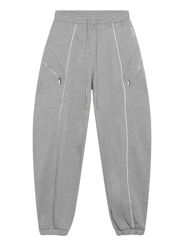 Attico Long Jogger Pants In Melange Grey Cotton Jersey - Gray