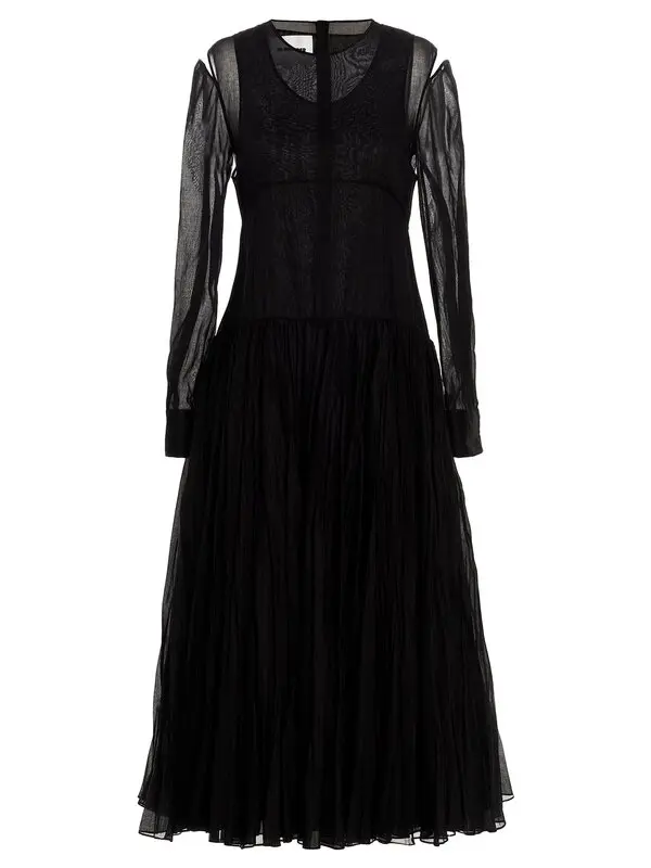 JIL SANDER Pleated Skirt Dress - Black