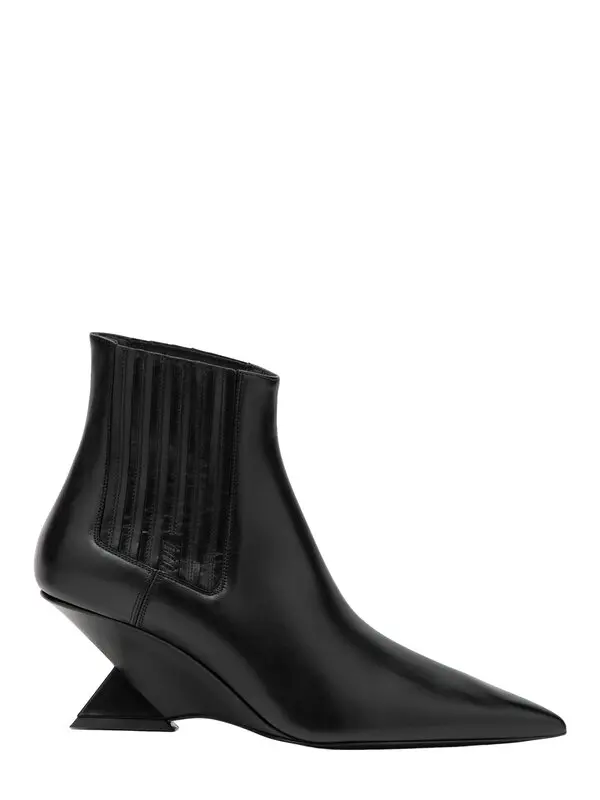 Attico Cheope Wedge-heel Ankle Boots In Calfskin - Black