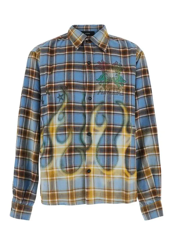 Amiri Shirt With All-over Stripe Motif And Logo On The Front And Back In Cotton For - Multicolor