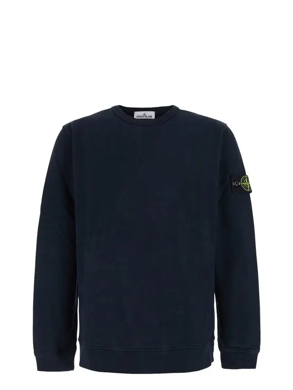 Stone Island Hooded Sweatshirt In Organic Cotton With Blue Logo For - Multicolor