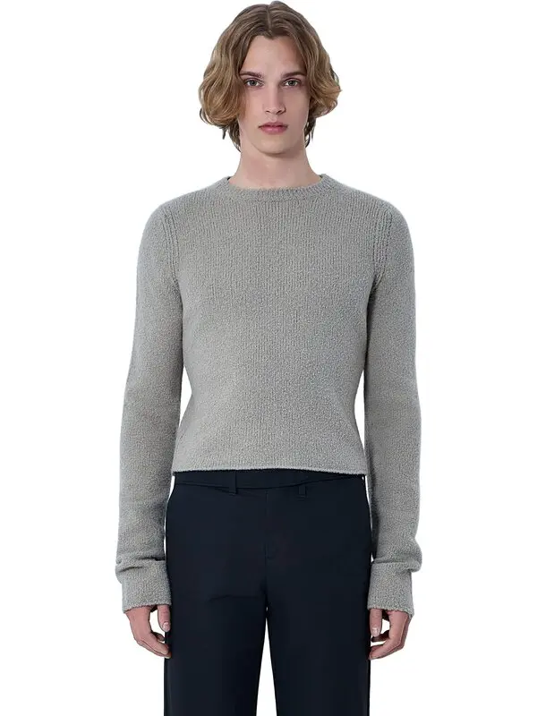 RIER Textured Boucle Knit Sweater - Gray