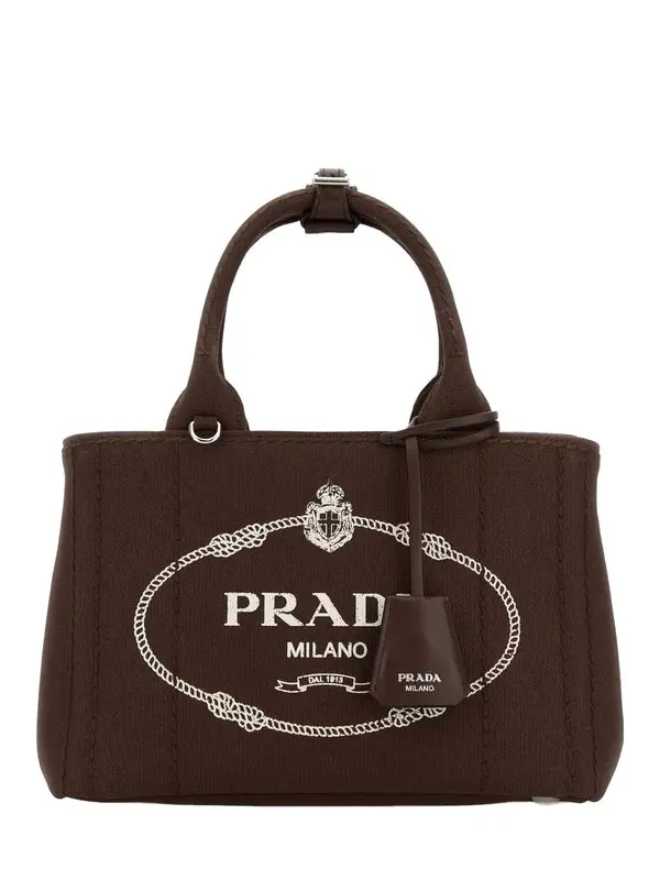 Prada Canvas Small Jardiniã¨re Handbag - Brown
