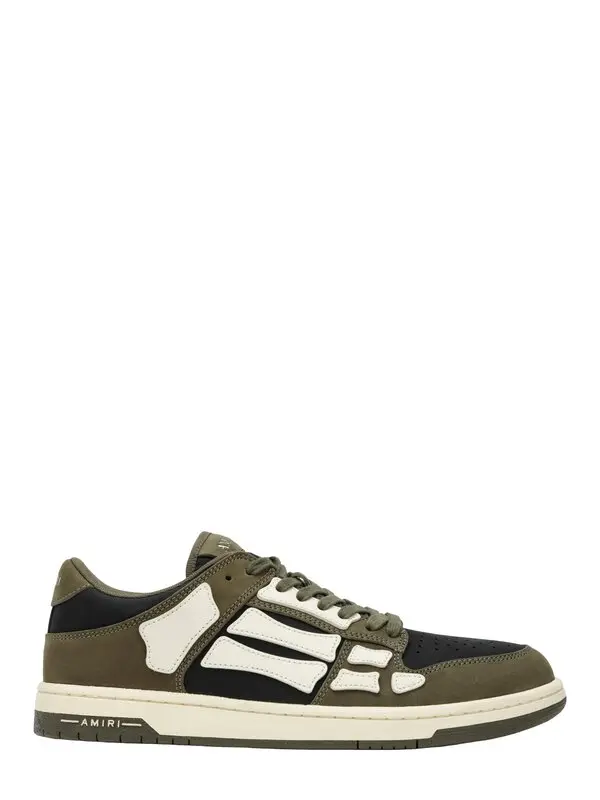 Amiri Skel Top Low Sneakers In /army Green/white - Black