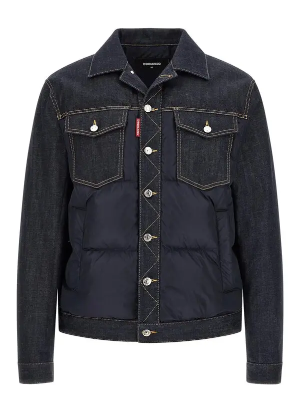 Dsquared2 Padded 'hybrid' Trucker Jacket - Blue