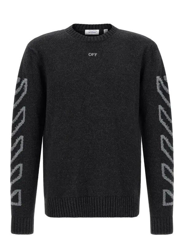 Off-White Diag Arrow Fuzzy Sweater - Gray