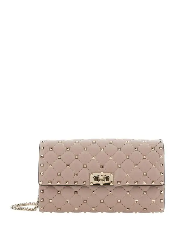 Valentino Garavani Rockstud Spike Nappa Shoulder Bag - Cream