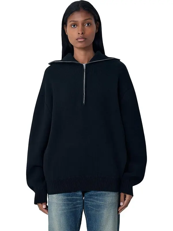 Balenciaga Zip-up Knit Sweater - Black
