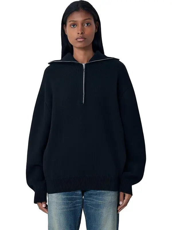 Balenciaga Zip-up Knit Sweater - Black