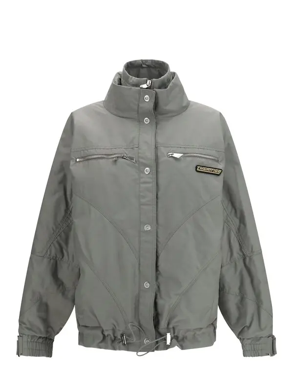 Attico High-neck Bomber With Zips - Gray