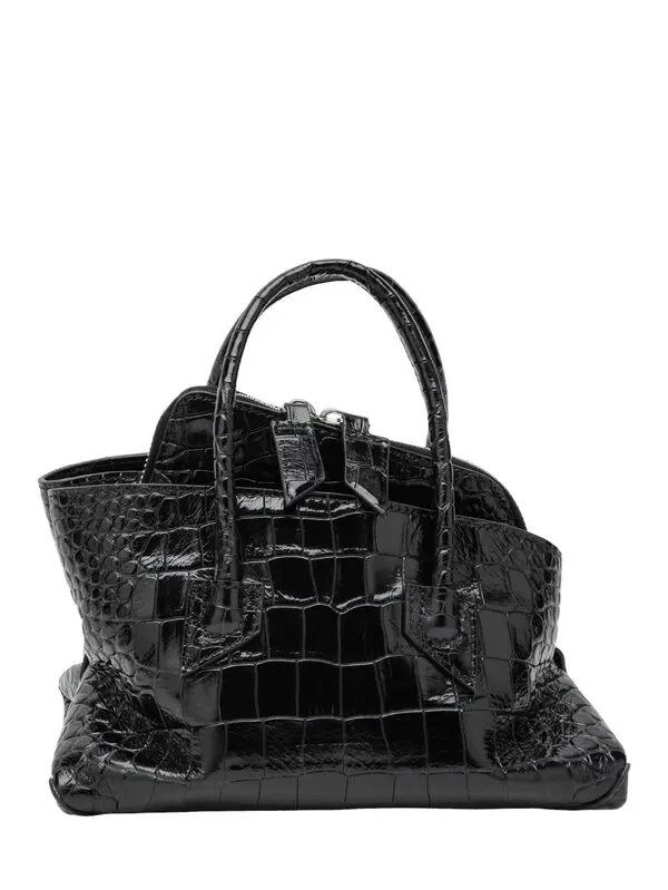 Attico La Passeggiata Mini Crocodile-print Leather Bag - Black