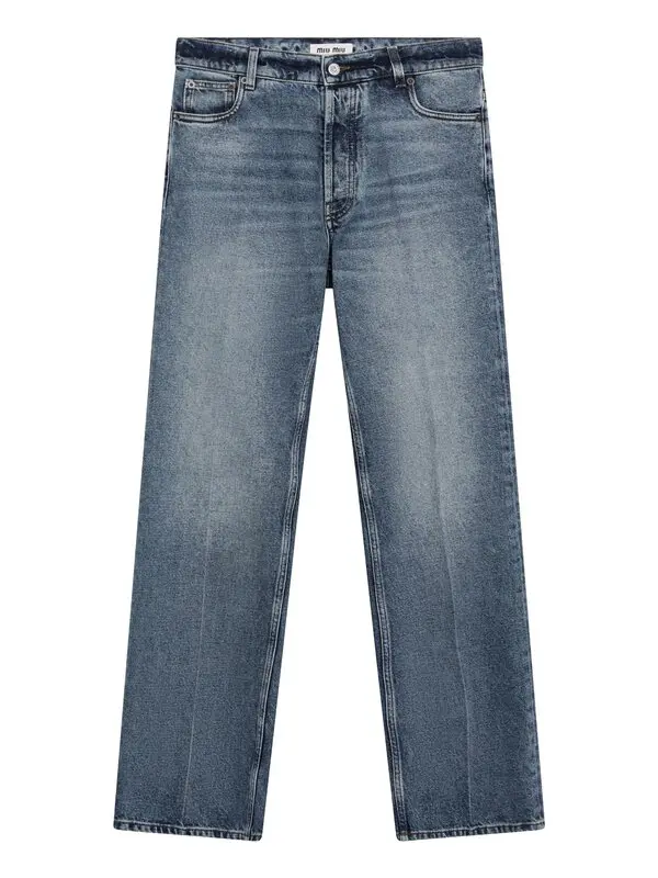 Miu Miu Cotton Denim Trousers - Blue