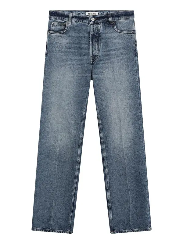 Miu Miu Cotton Denim Trousers - Blue