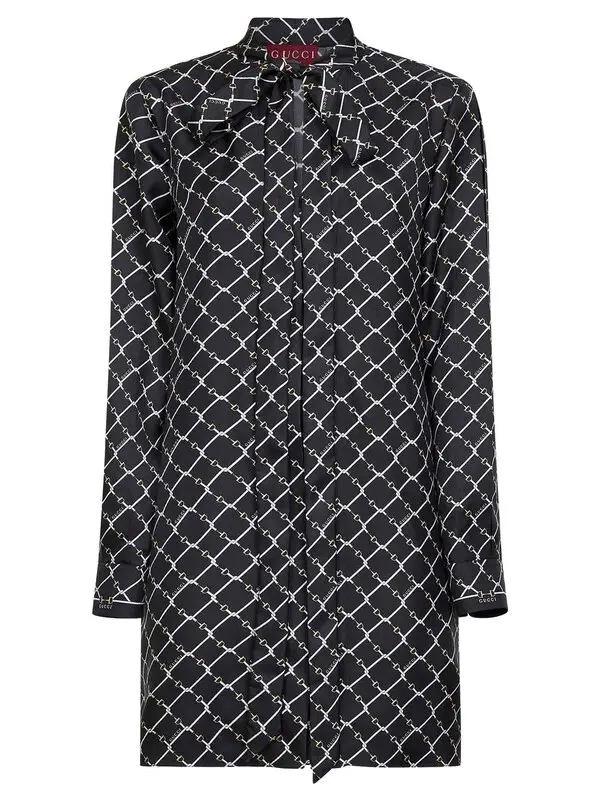 Gucci Black Printed Silk Twill Mini Dress - Multicolor