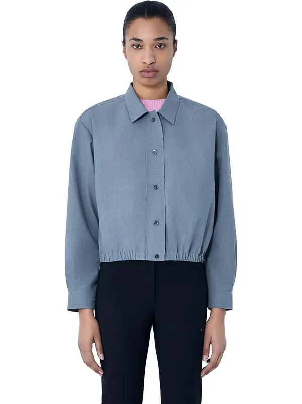 JIL SANDER Wool Cropped Shirt - Gray