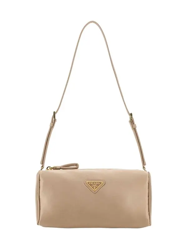 Prada Sand Satin Mini Shoulder Bag - Brown