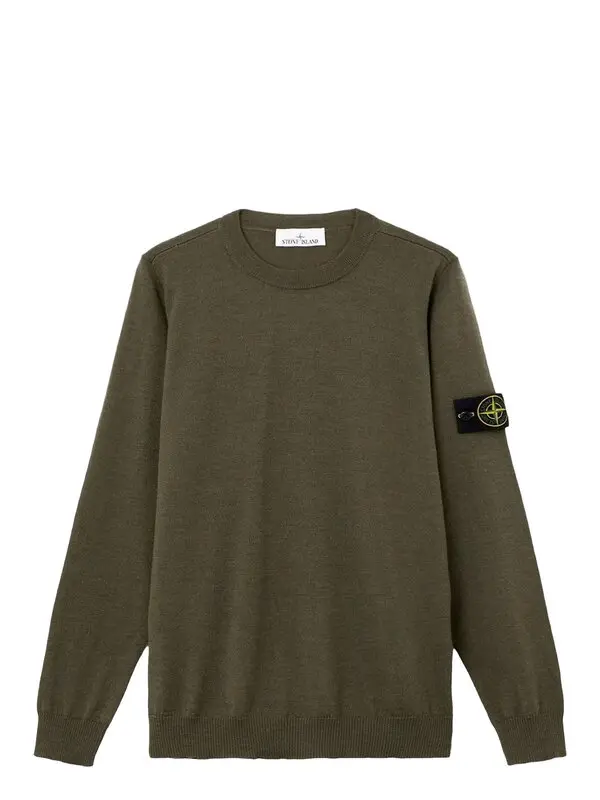 Stone Island Wool Sweater With Side Logo Patch - Multicolor