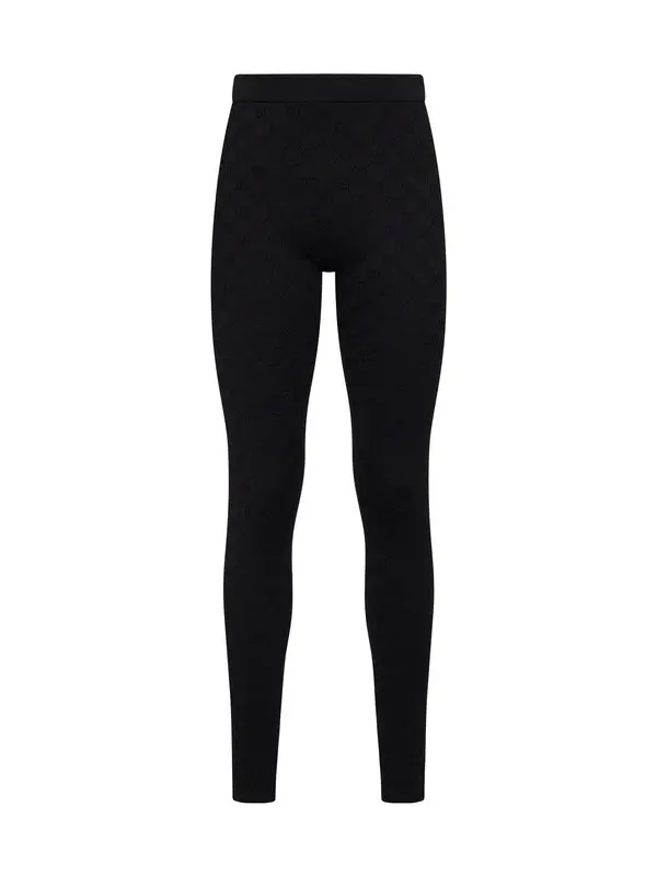 Gucci Black Gg Jacquard Ultrafine Stretch Viscose Blend Leggings - Multicolor