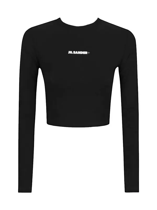 JIL SANDER Cropped Top With Logo - Black