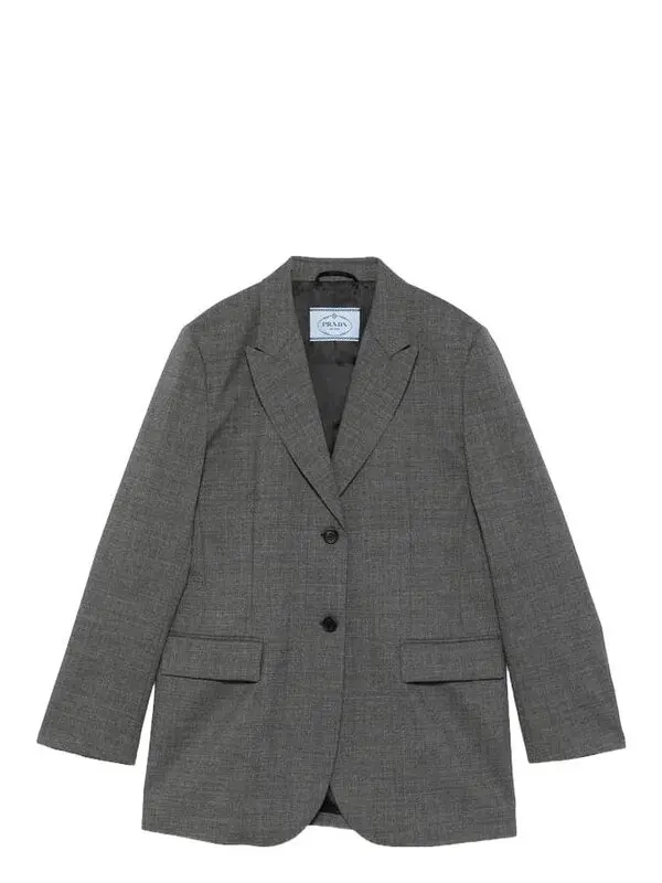 Prada Virgin Wool Blazer Jacket - Gray