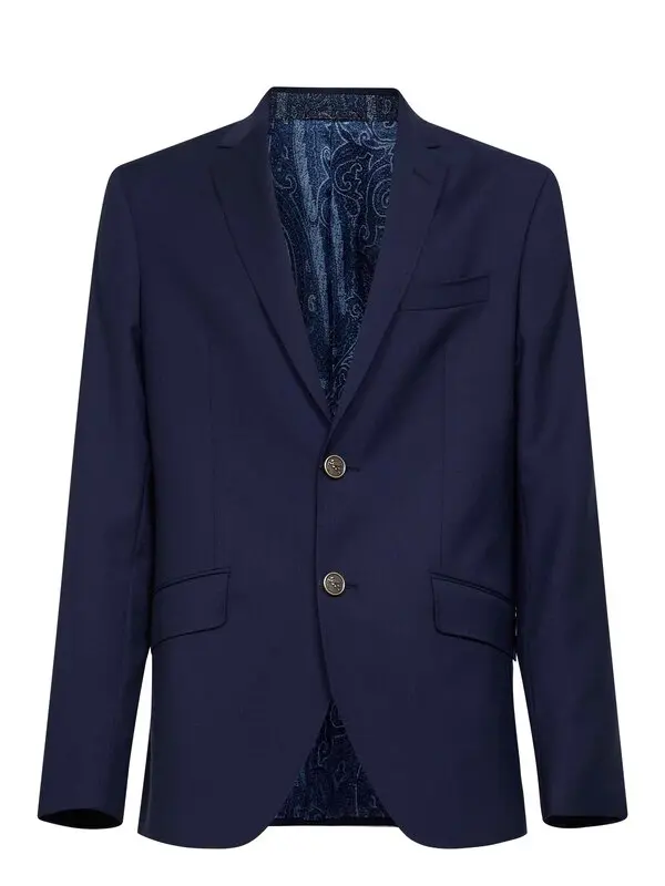 Etro Blue Wool Single-breasted Jacket - Multicolor