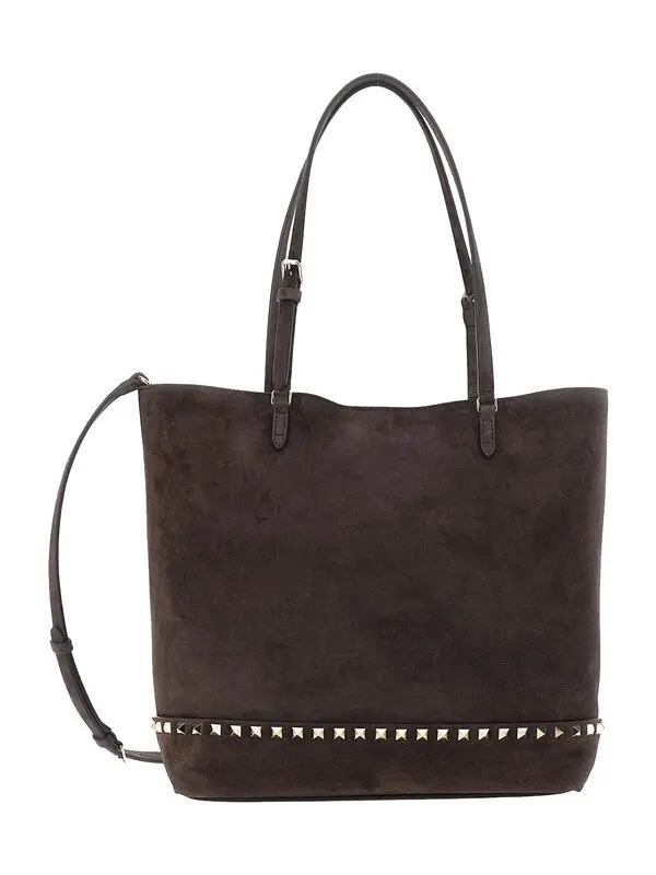 Valentino Garavani Medium Tote | Rockstud | Suede S./platinum Studs - Multicolor