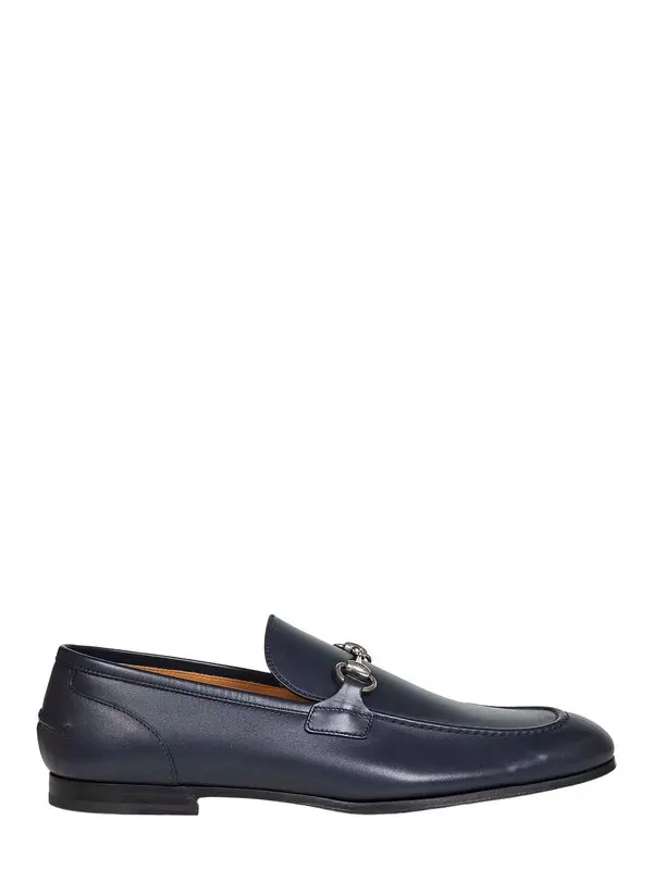 Gucci Dark Blue Leather Jordaan Loafers - Multicolor