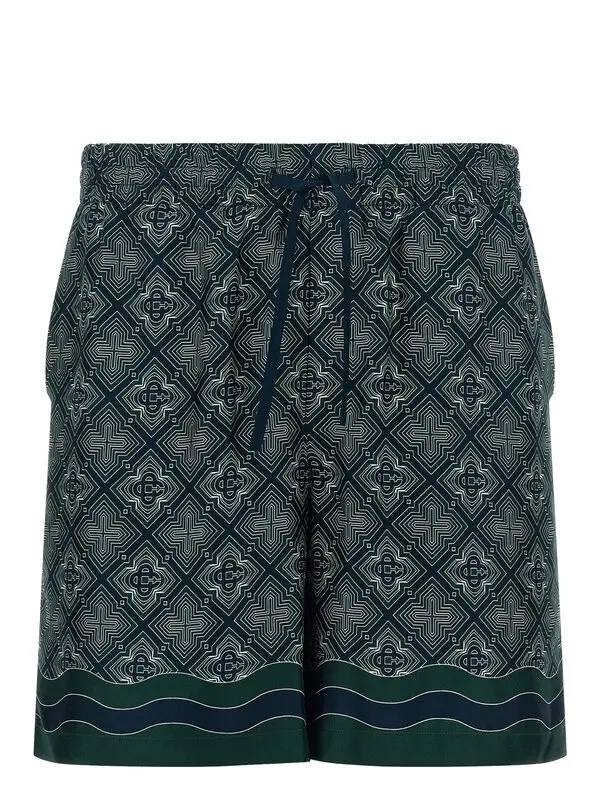 Casablanca Radiating Monogram Silk Bermuda Shorts - Multicolor