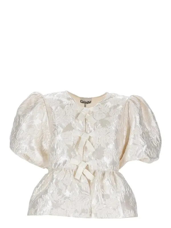 GANNI Peplum Top - Cream