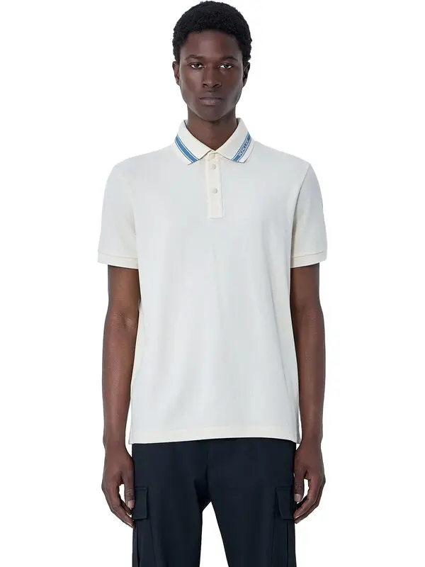 Moncler Polo Shirt With Contrast Collar - White