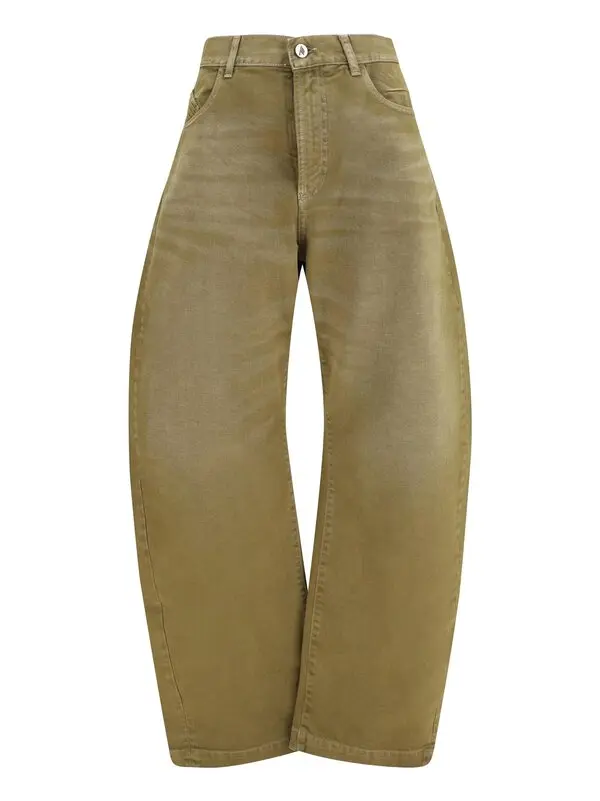 Attico Wide-leg Jeans With Back Belt - Brown