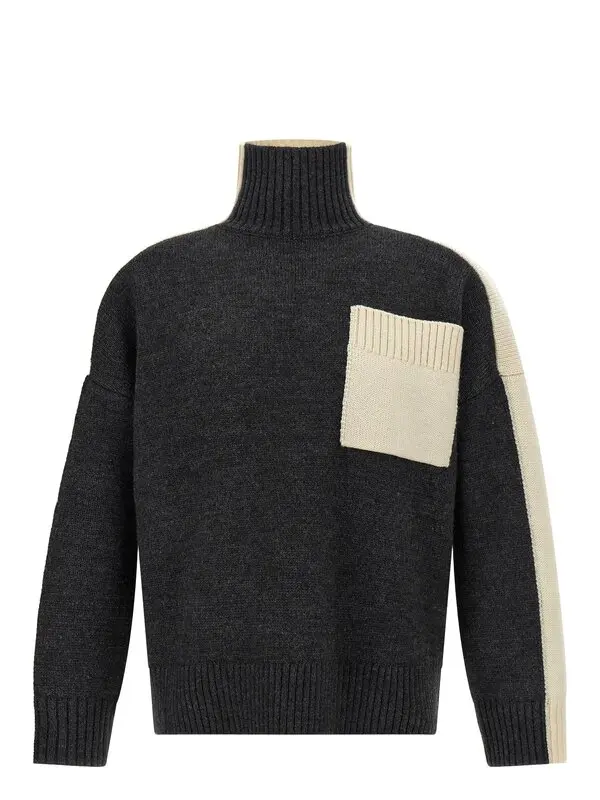 JW Anderson Two Tone Wool Blend Sweater - Gray