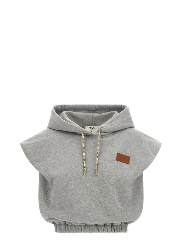 Fendi Essentia Sleeveless Cropped Hoodie - Gray