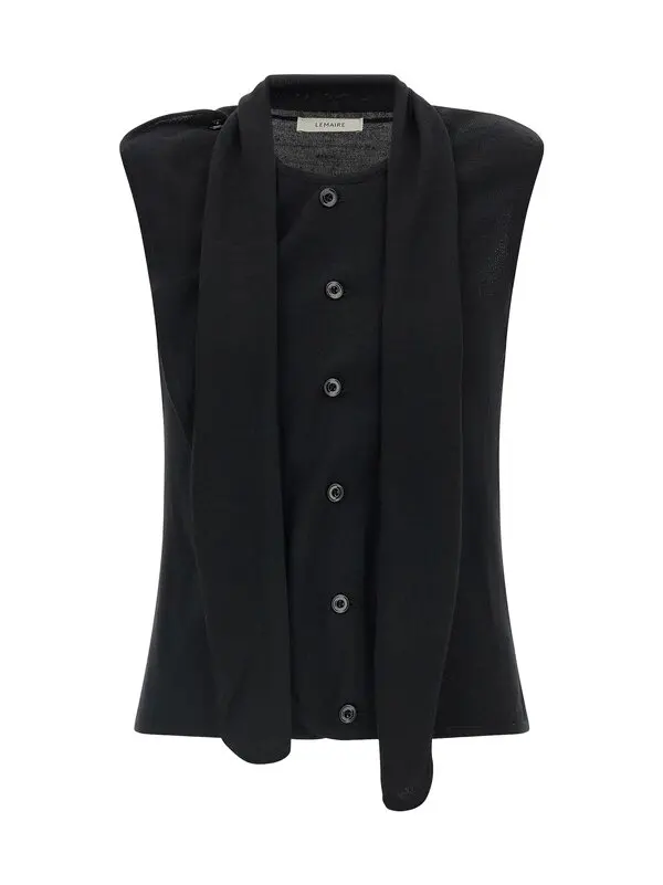 LEMAIRE Draped Panel Vest - Black