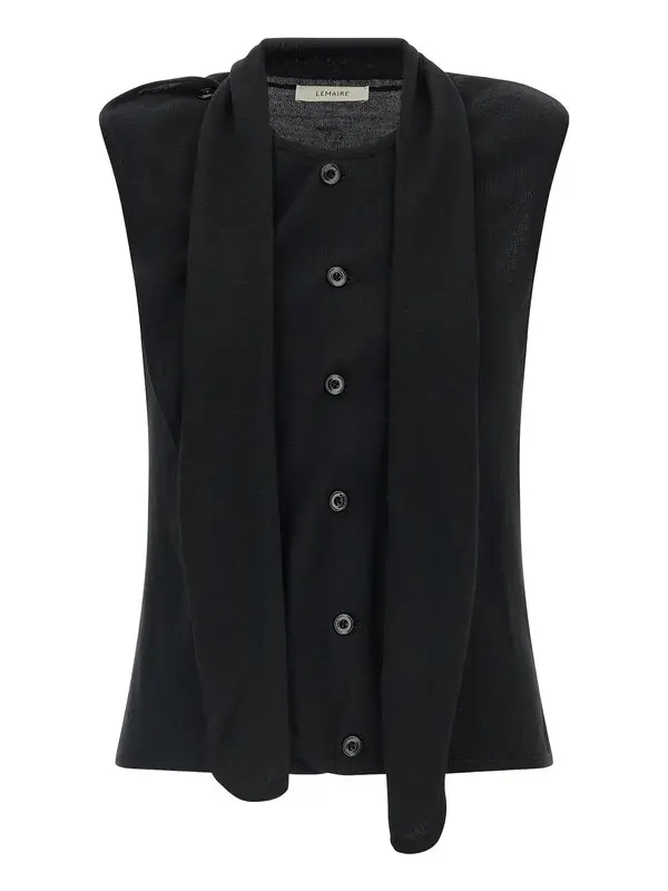 LEMAIRE Draped Panel Vest - Black