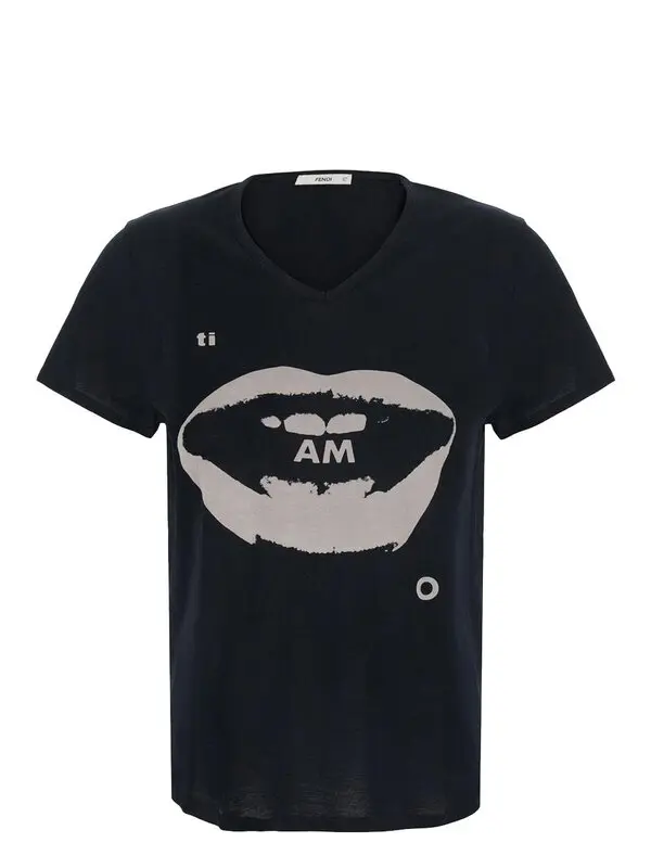 Fendi Ti Amo Cotton T-shirt - Black