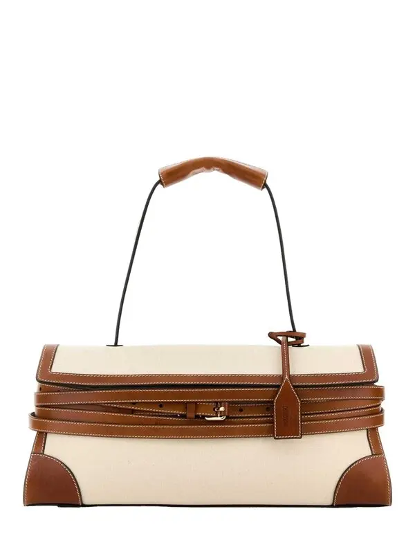 Moschino Sand Canvas Shoulder Bag - Brown