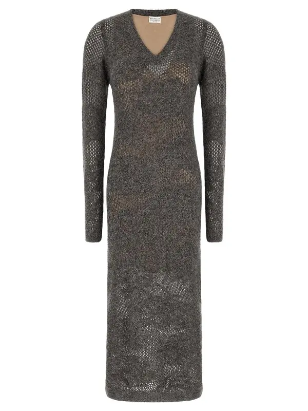 Brunello Cucinelli Flower Lace Dress - Gray