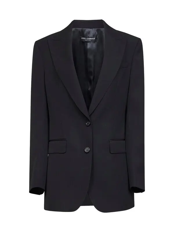 Dolce & Gabbana Black Wool Gabardine Jacket - Multicolor