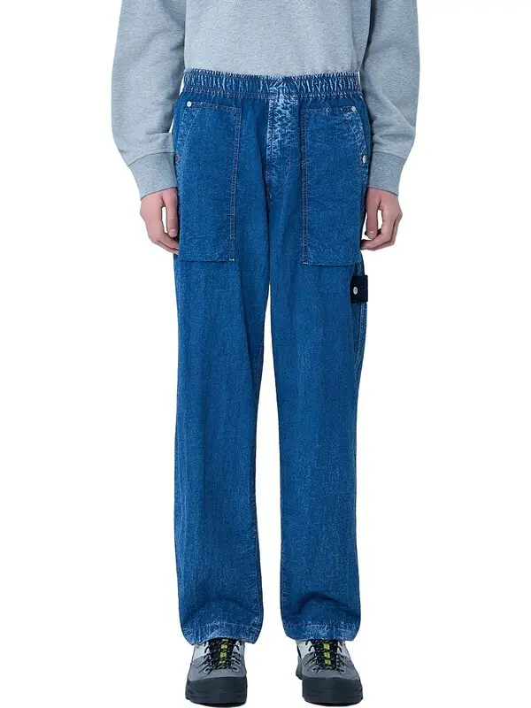 Stone Island Elasticated Denim Cargo Trousers - Blue