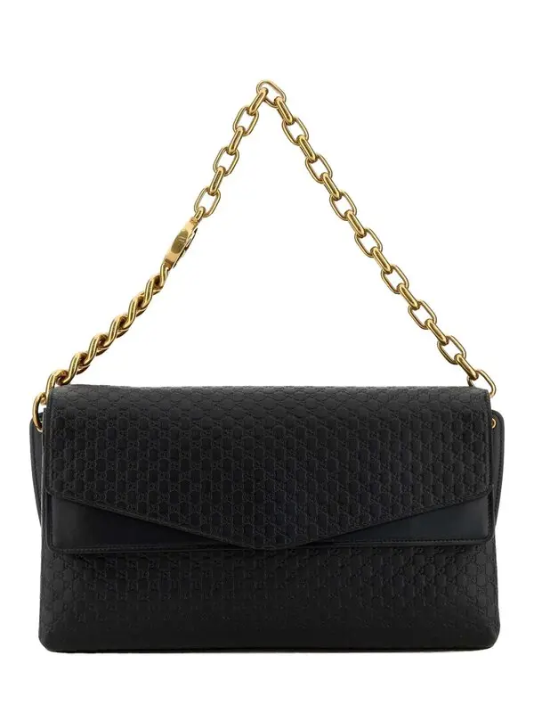 Gucci Leather Large Shoulder Bag - Black