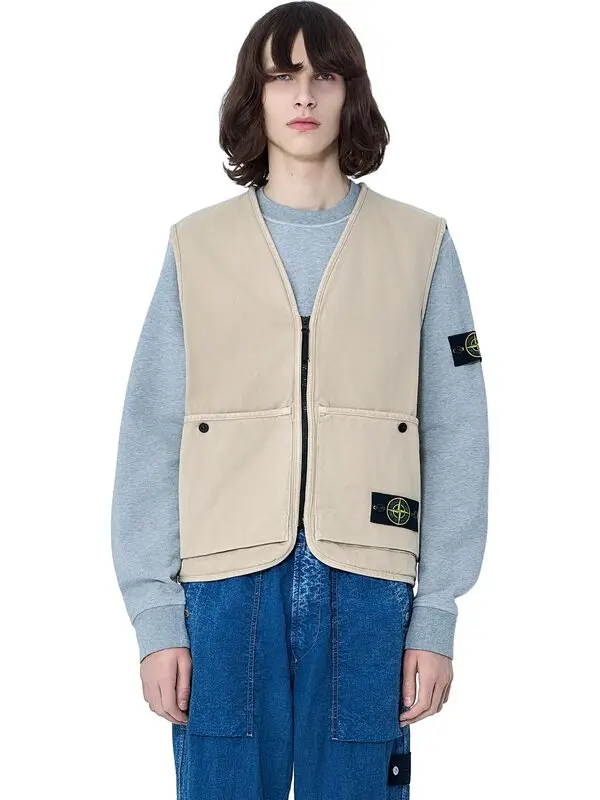 Stone Island Cotton Twill Utility Vest - Cream