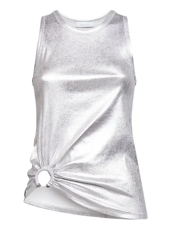 Rabanne Silver Foil Ribbed Tank Top - Multicolor
