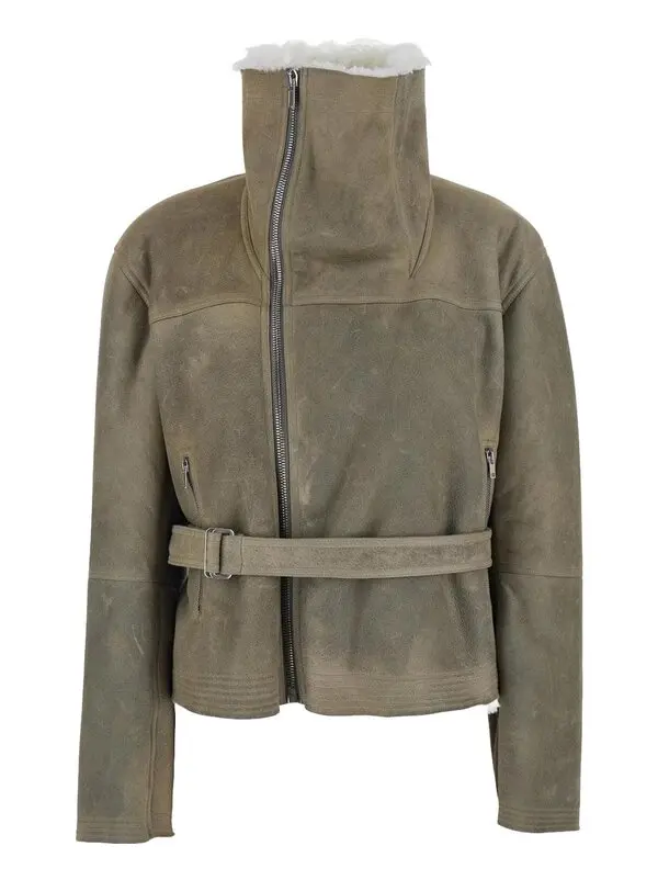 Rick Owens Cropped Flight Shearling Jacket - Multicolor