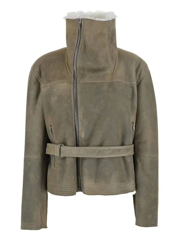 Rick Owens Cropped Flight Shearling Jacket - Multicolor