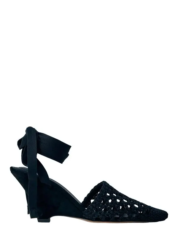 Jacquemus Woven Wedge Sandals - Black