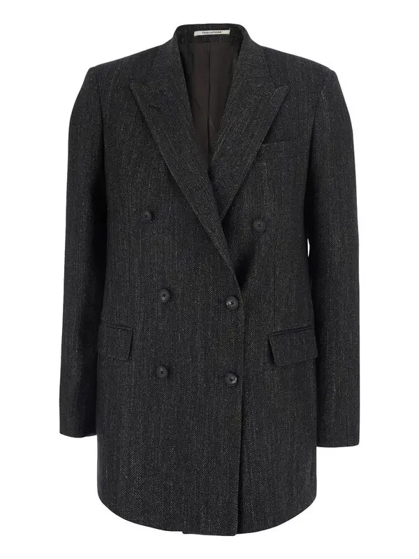 Tagliatore Tech Fabric Double-breasted Blazer With Peak Lapel - Gray
