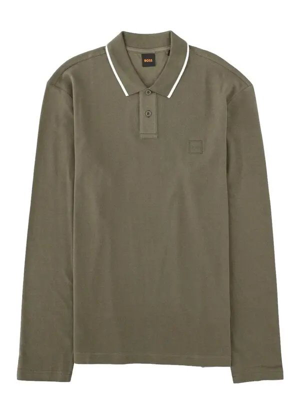BOSS Polo A Manica Lunga Con Logo - Green