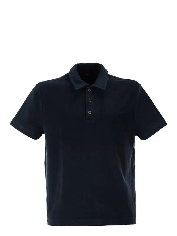 A.p.c. Julian Organic Cotton Terry Polo Shirt - Blue