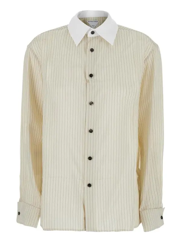 Bottega Veneta Fluid Viscose Striped Long Sleeves Shirt - Multicolor